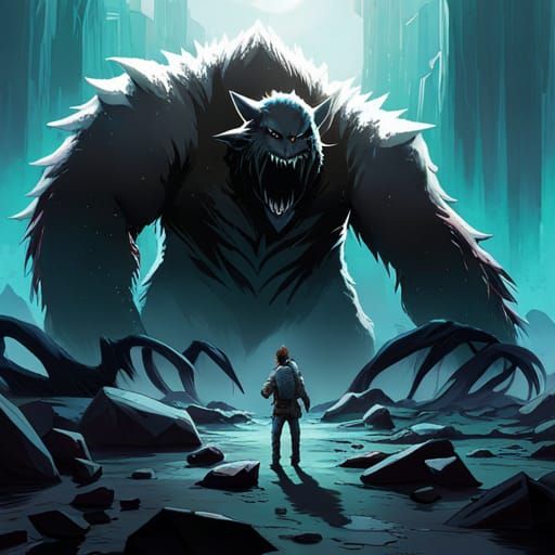 monstrous screaming Yeti, wendigo, cyberpunk ice city, dark fantasy ...