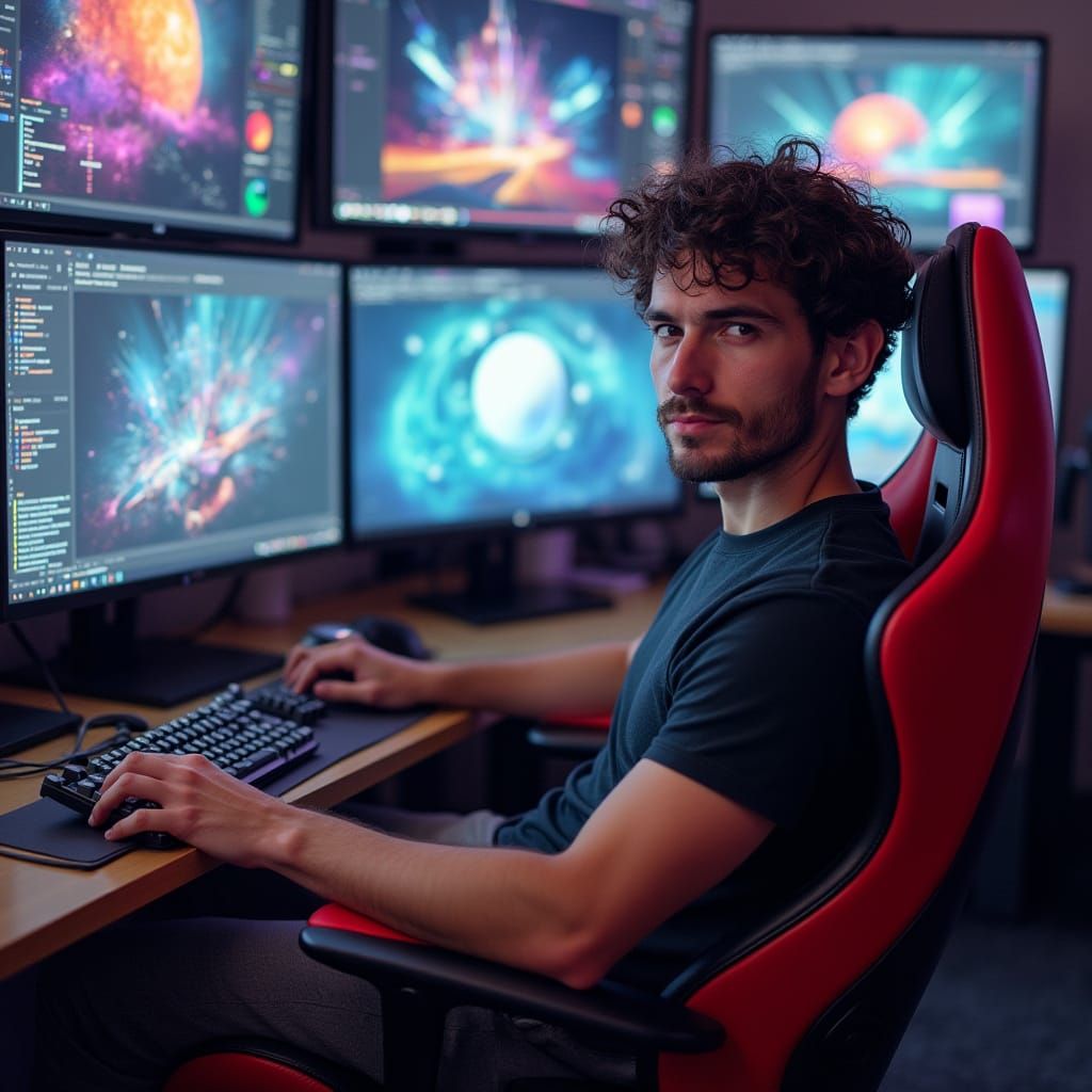 The creator - AI Artist at Work in Cyberpunk Style