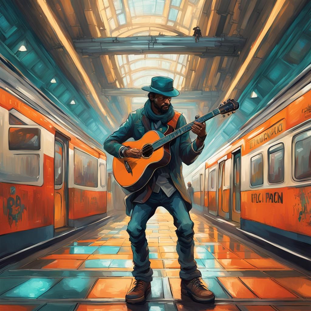 guitarist busking in subway station - AI Generated Artwork - NightCafe ...