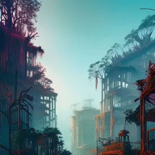 overgrown by nature - AI Generated Artwork - NightCafe Creator