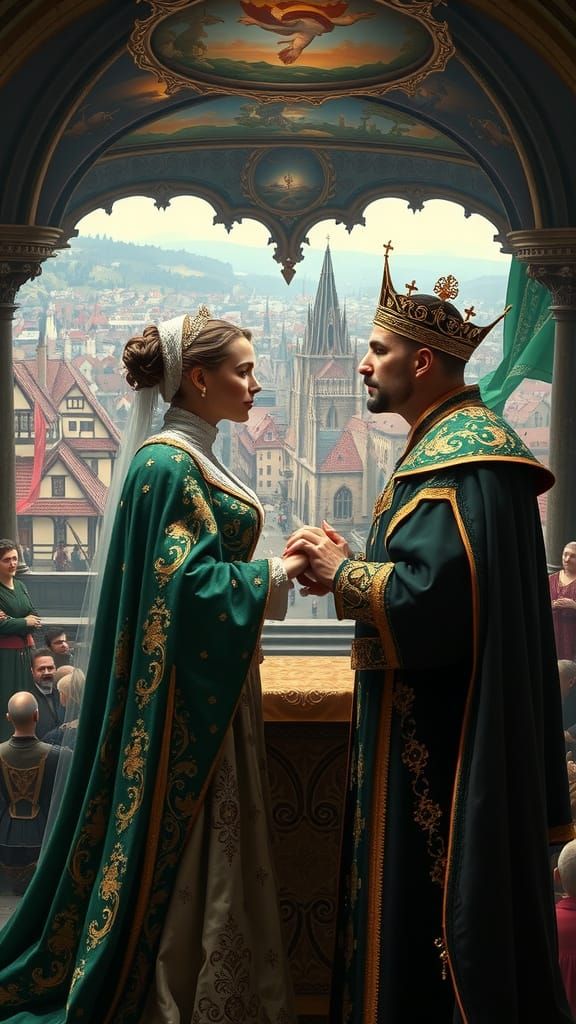 Medieval Rulers Share Historic Sworn Kiss, Sealing... - AI Art