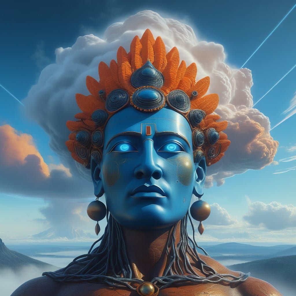 The Head of God - Majestic Divine Head in Dreamlike, Iridesc...