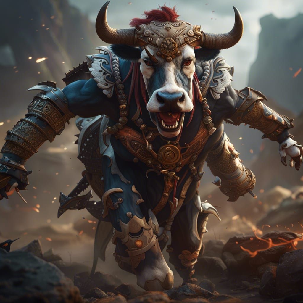 Fearsome Cow Warrior - AI Generated Artwork - NightCafe Creator
