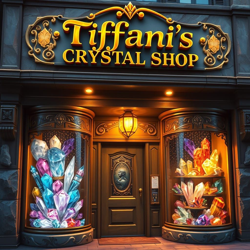 Storefront - Vibrant Crystal Shop in Artgerm-Inspired Style