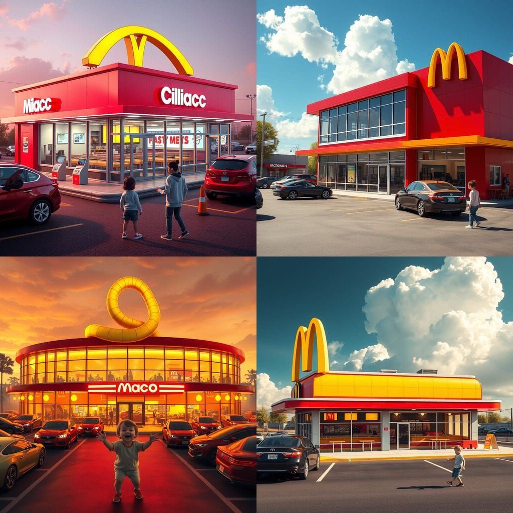 The storefront of A faat food building with a drive-thru with plenty of ...