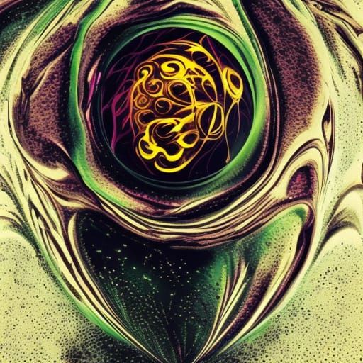 pitchblack horned demon holding the soul of chaos in the form of an egg ...