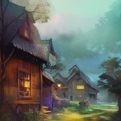 Logging Town At The Edge Of The Woods - AI Generated Artwork ...