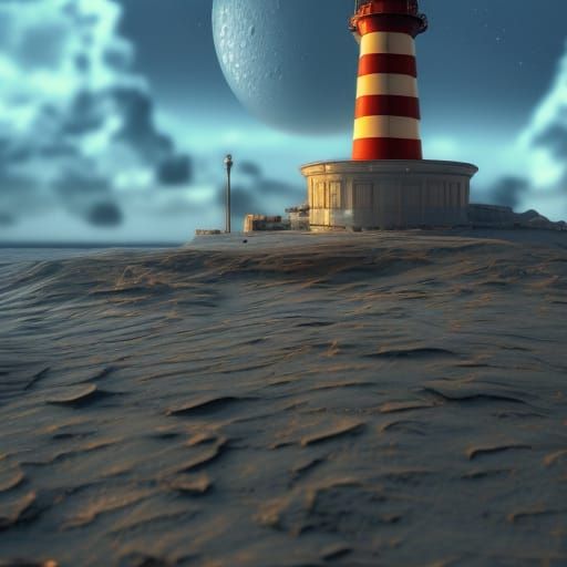 Lighthouse on Jupiter intricate mech details, ground level shot, 8K ...