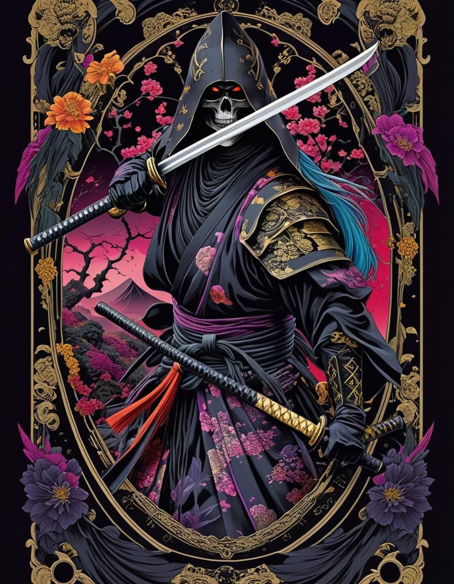 NINJA ASSASSIN REAPER TAROT CARD - AI Generated Artwork - NightCafe Creator