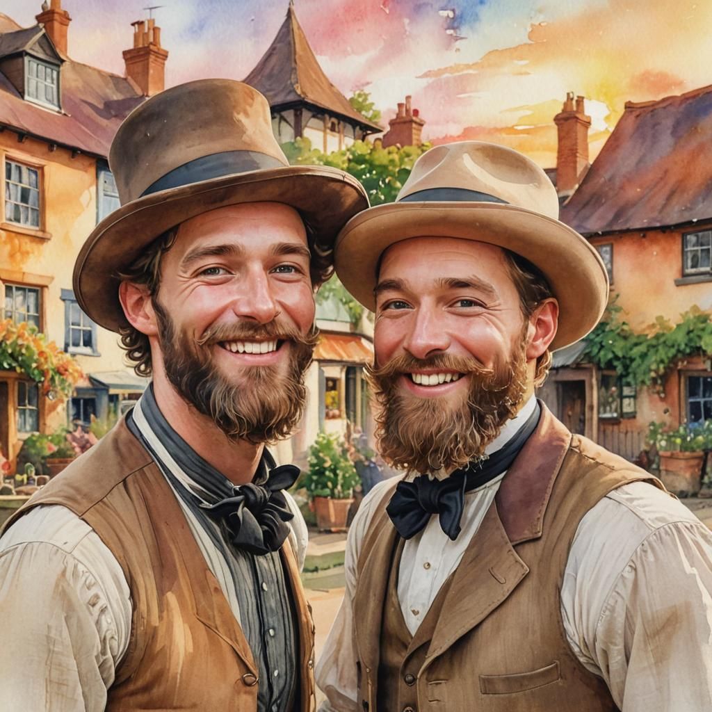 Handsome couple - Dashing Gentlemen in Whimsical Victorian W...