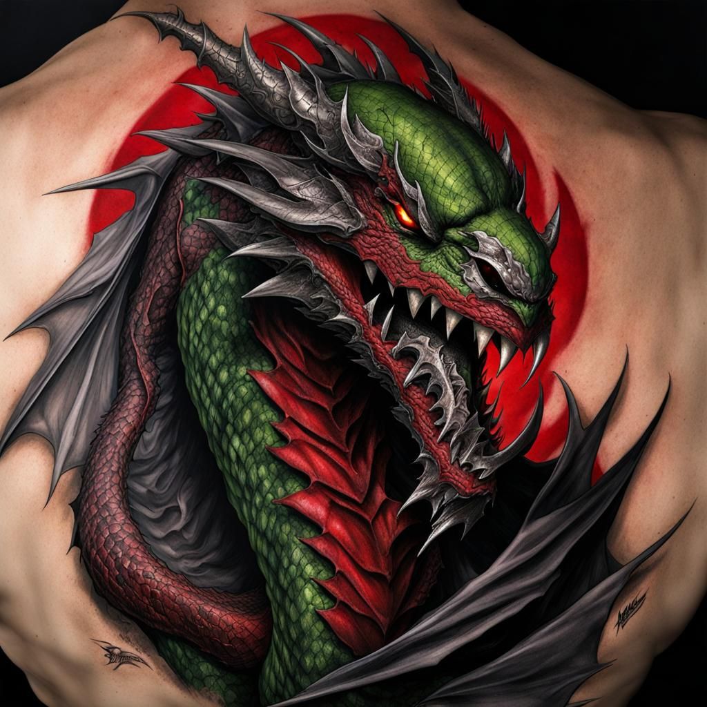 (Spawn:1.2) Dragon, Created by Todd McFarlane, tattoos, colored ...