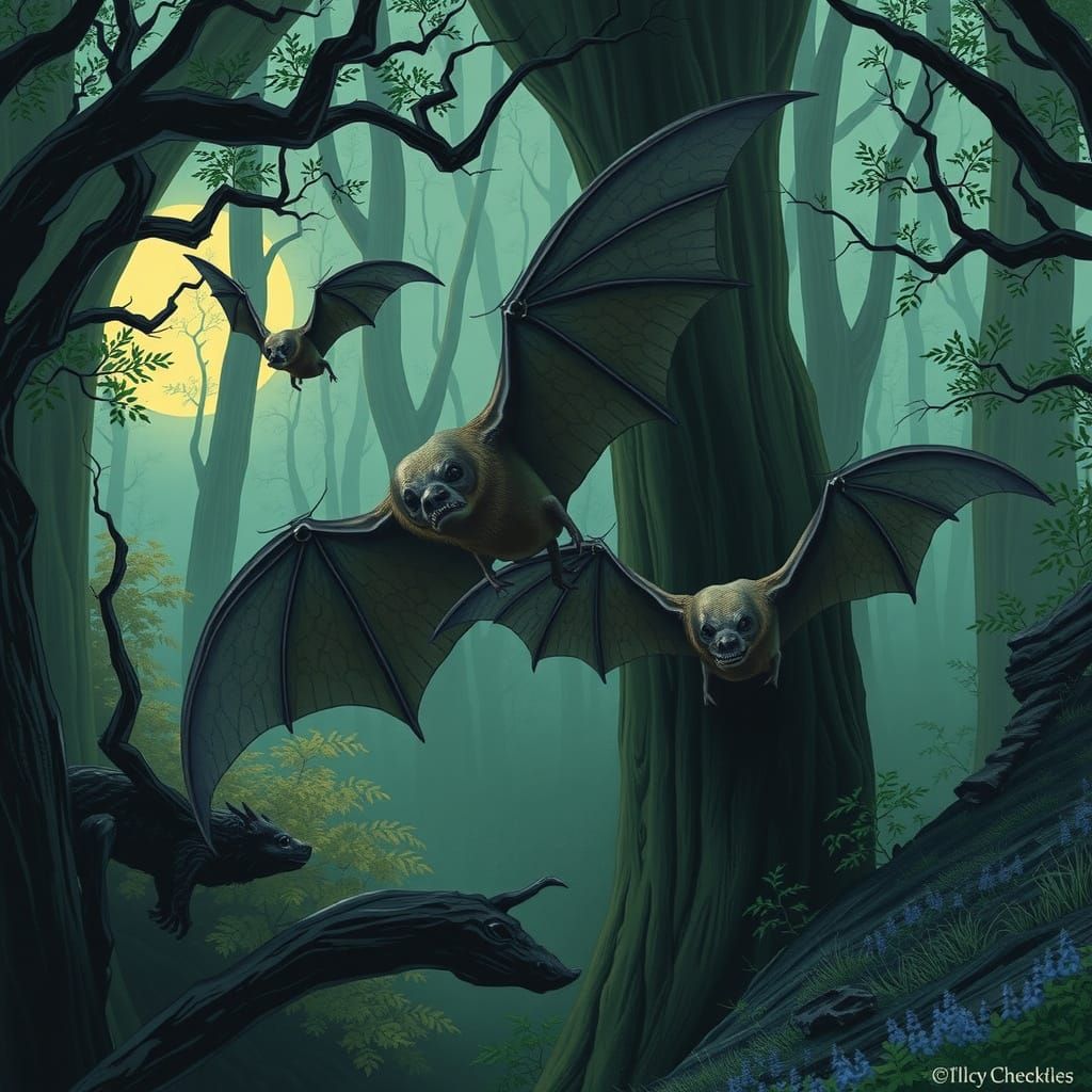 Vampire Bats in Eldritch forest - Vampire Bats in Haunting,