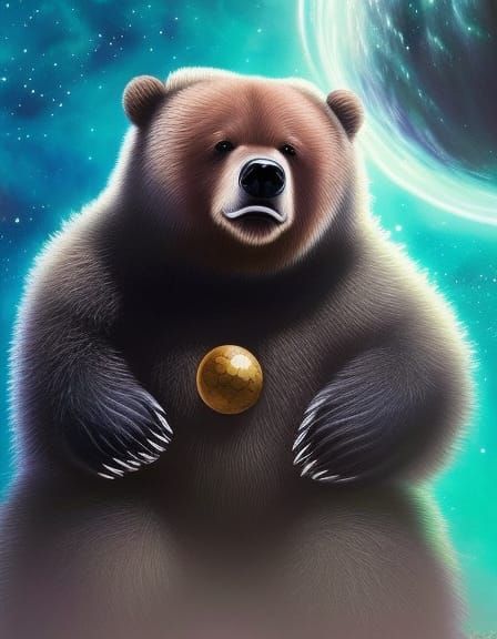 adorable shot of a furry chibi hybrid of a cute obese Bear detailed fur ...