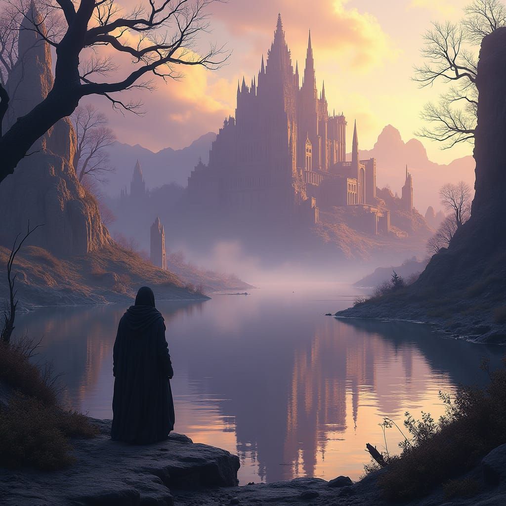 Traveller Contemplates Ruined Civilization in Ashe... - AI Art