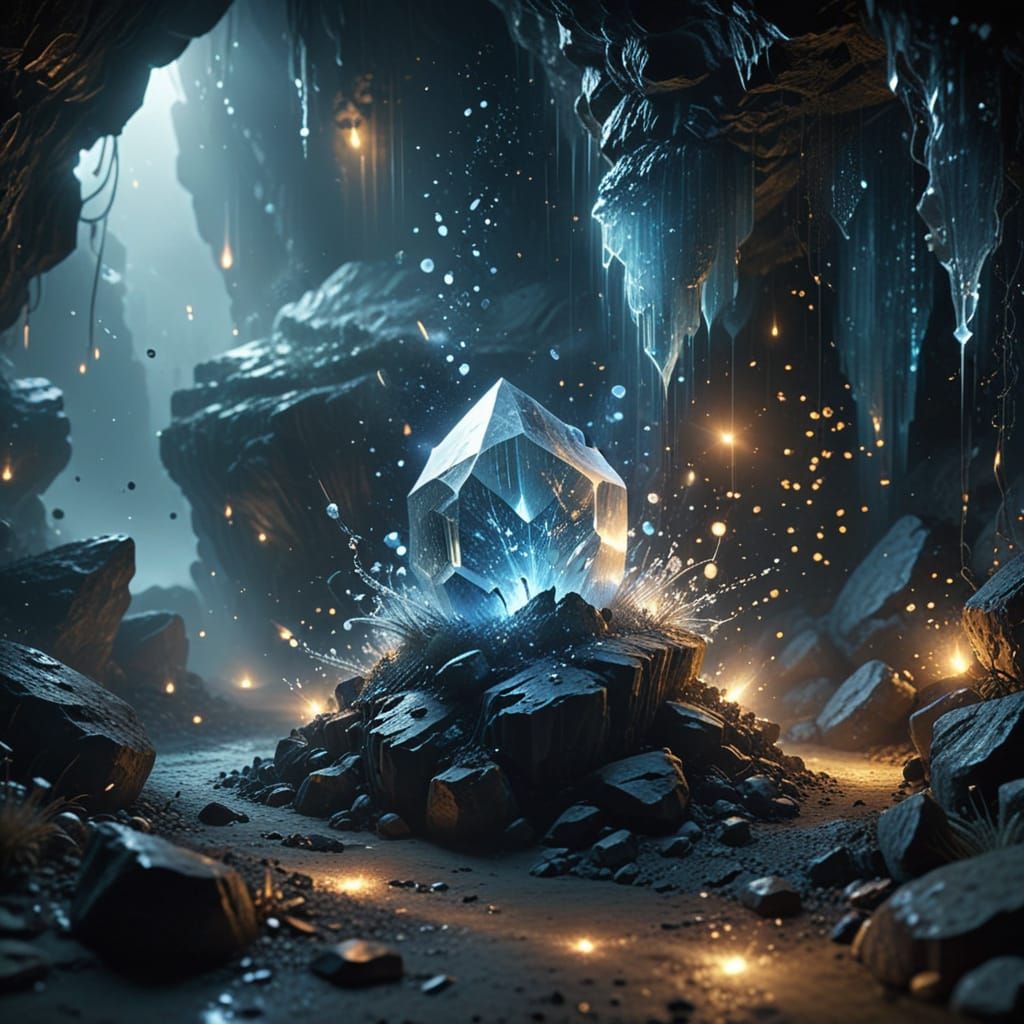 Realistic particle effects - Glowing Crystal in a Misty Cav...