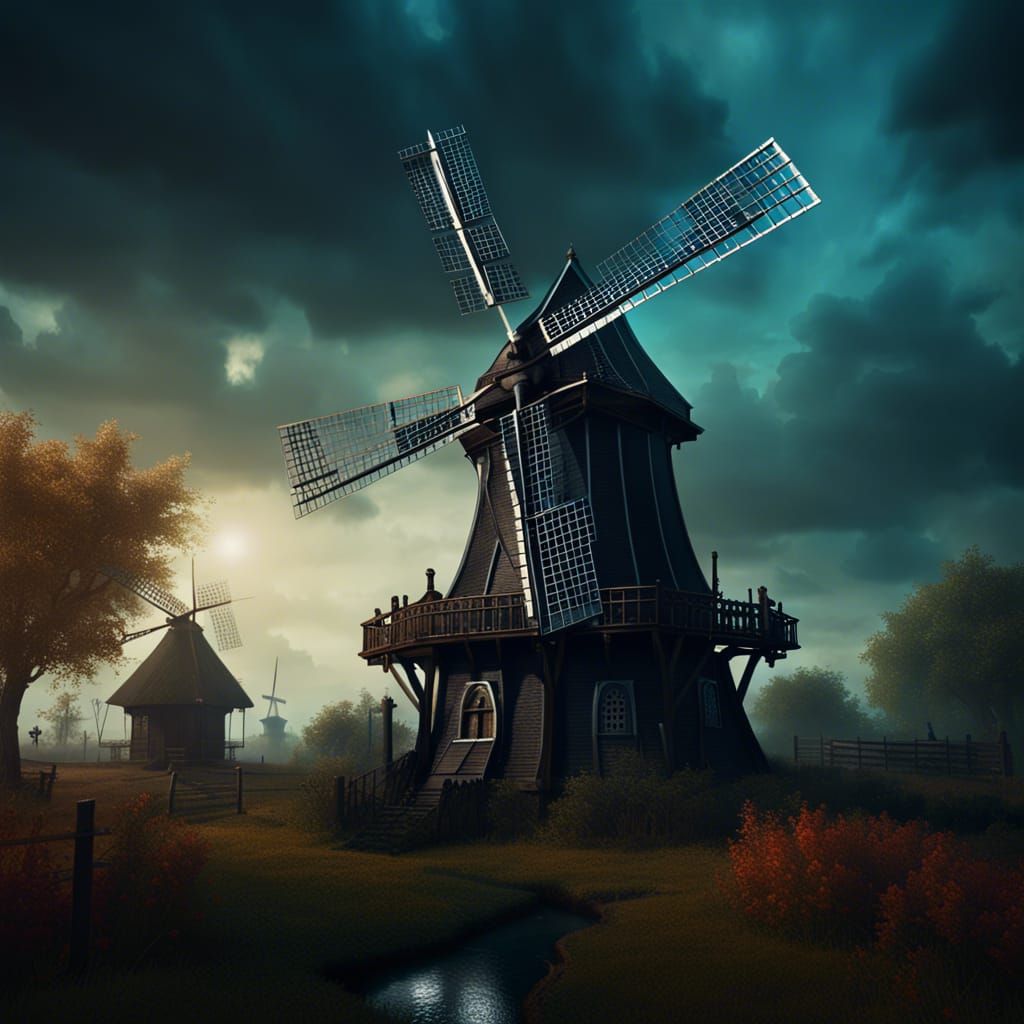 Lifelike gothic windmill 🦇 - AI Generated Artwork - NightCafe Creator