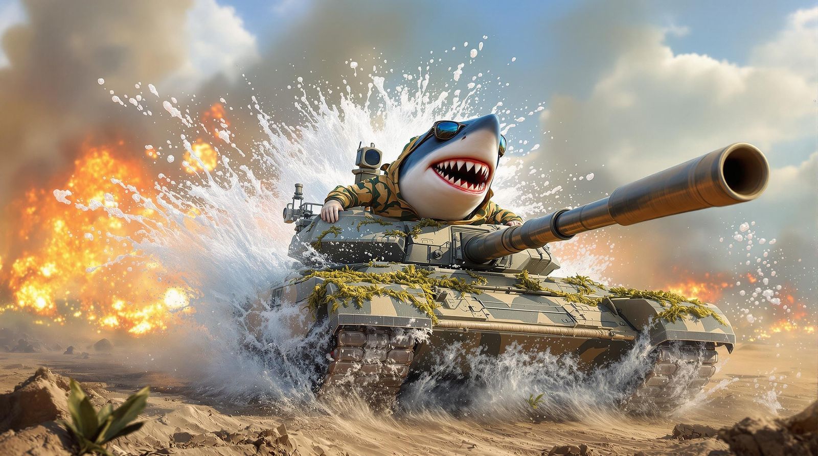 Shark Tank - Happy Shark Commander in Cyberpunk Style