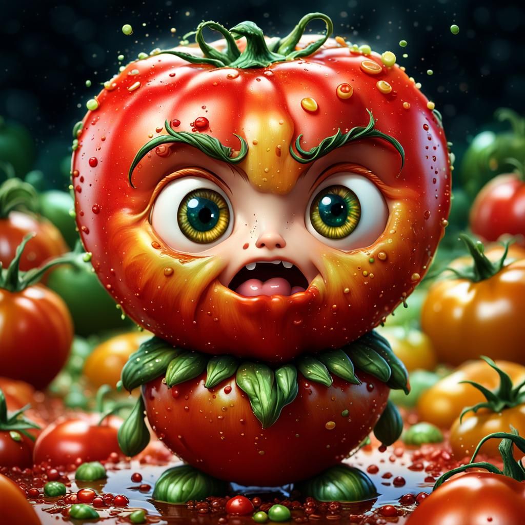 Angry Chibi Tomato - AI Generated Artwork - NightCafe Creator