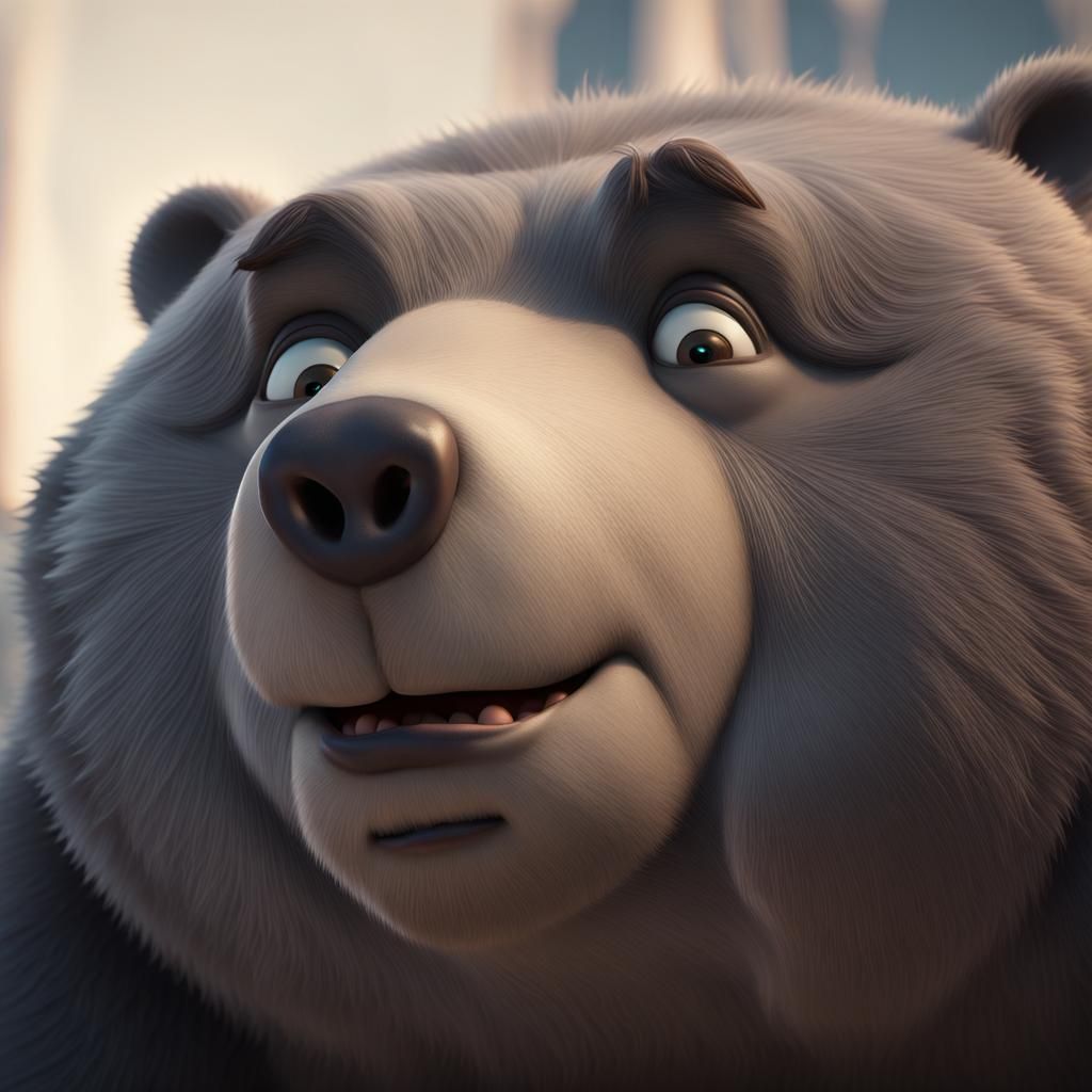 Closeup of a, super cute gray obese, sharp-toothed Bear, by AwwChang ...