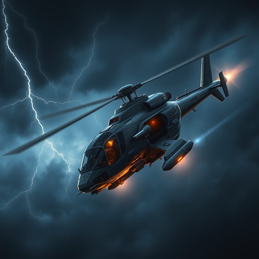 AIRWOLF AI - Futuristic Airwolf Helicopter Soars Through Dar...