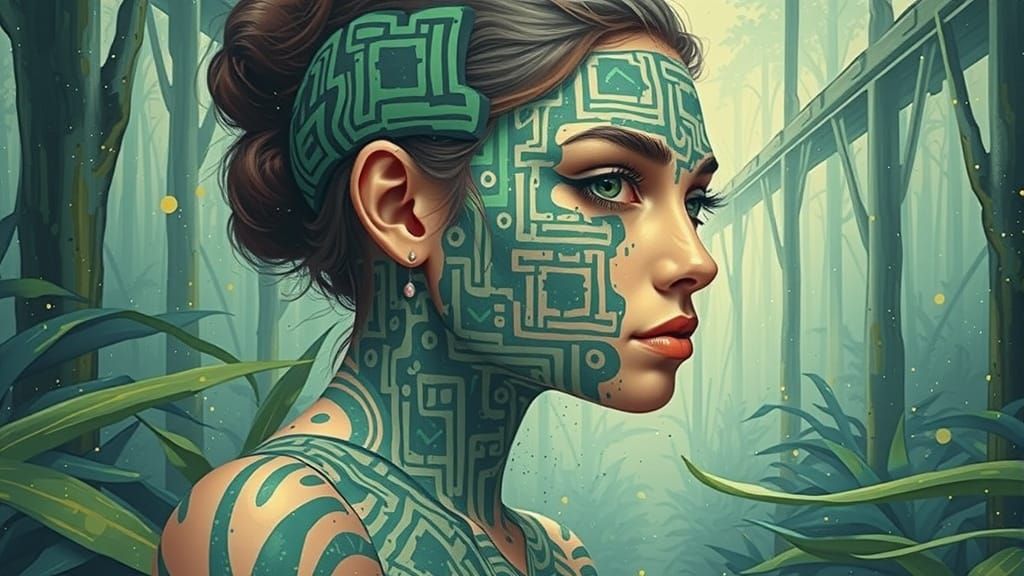 Ethereal QR Code Goddess Melts into the Night Sky - AI Art