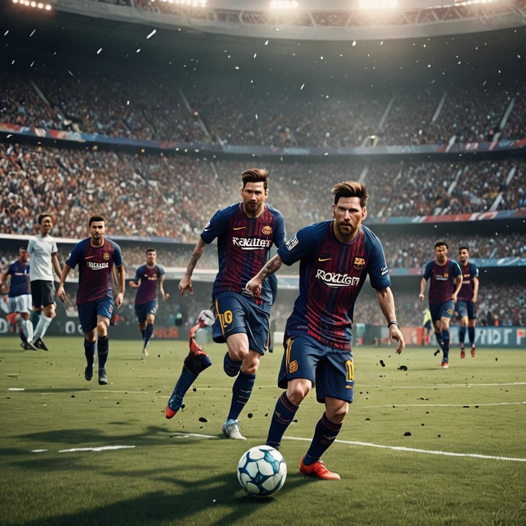 Lionel Messi in a soccer field with a crazy cool atmosphere - AI ...