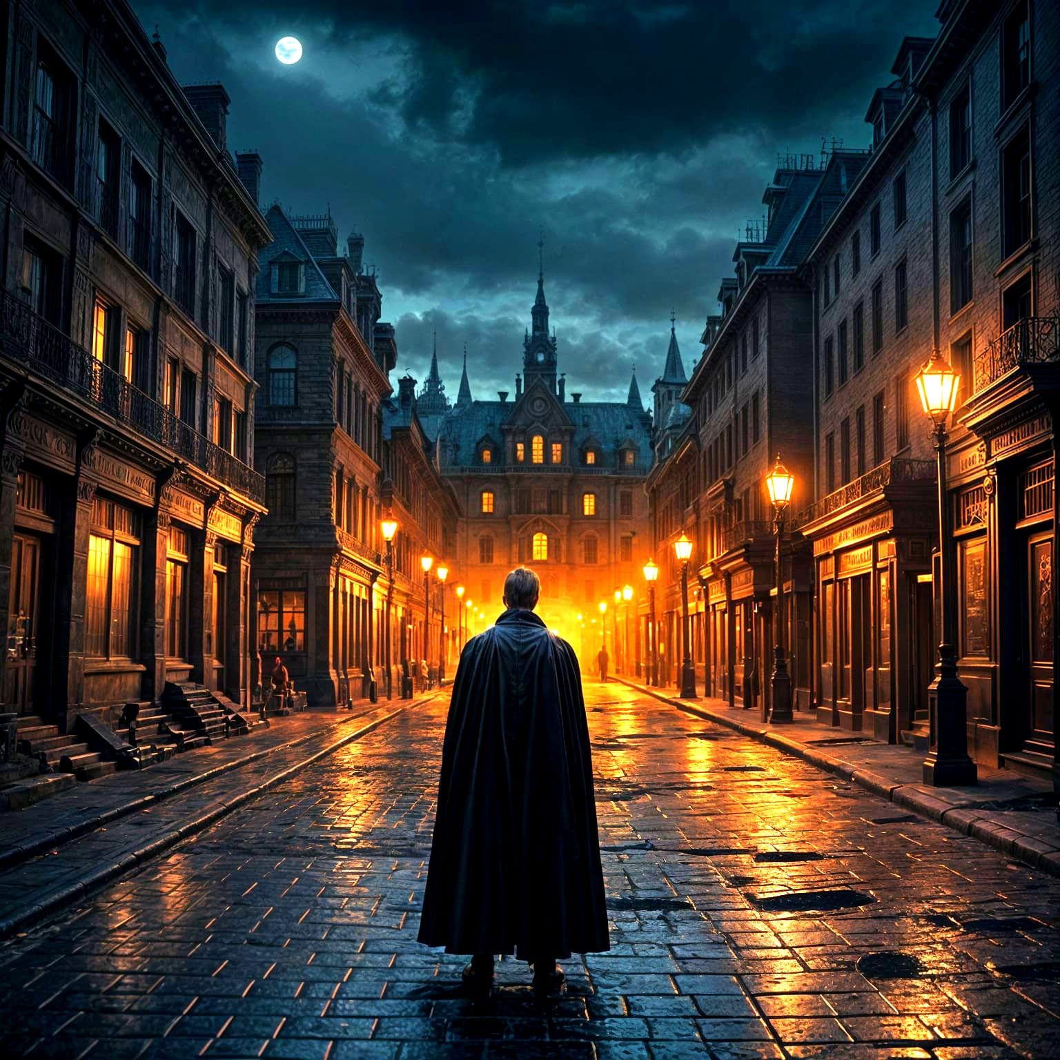 Lonely Vampire Dominates Desolate City Square - AI Art