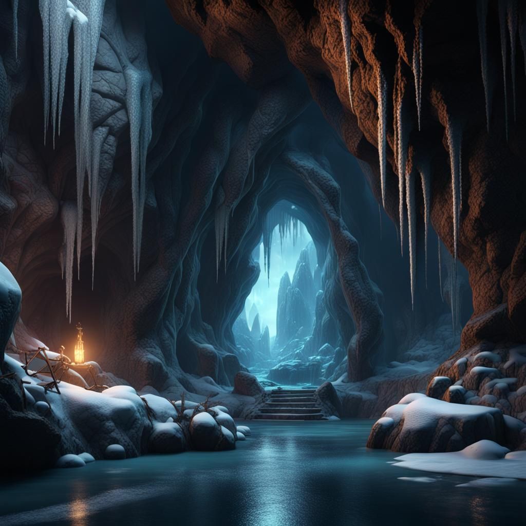 Icy Cave - AI Generated Artwork - NightCafe Creator