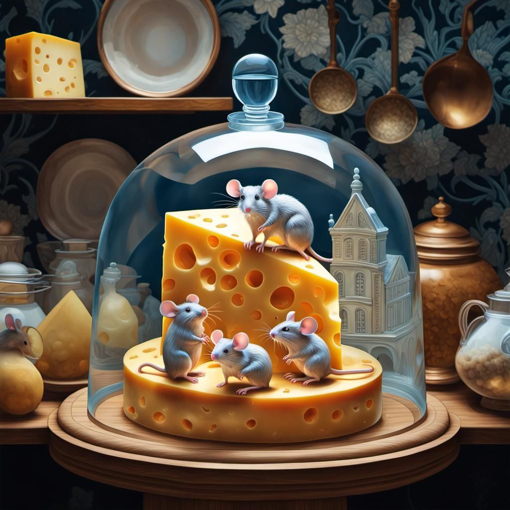Mice and cheese cloche - AI Generated Artwork - NightCafe Creator