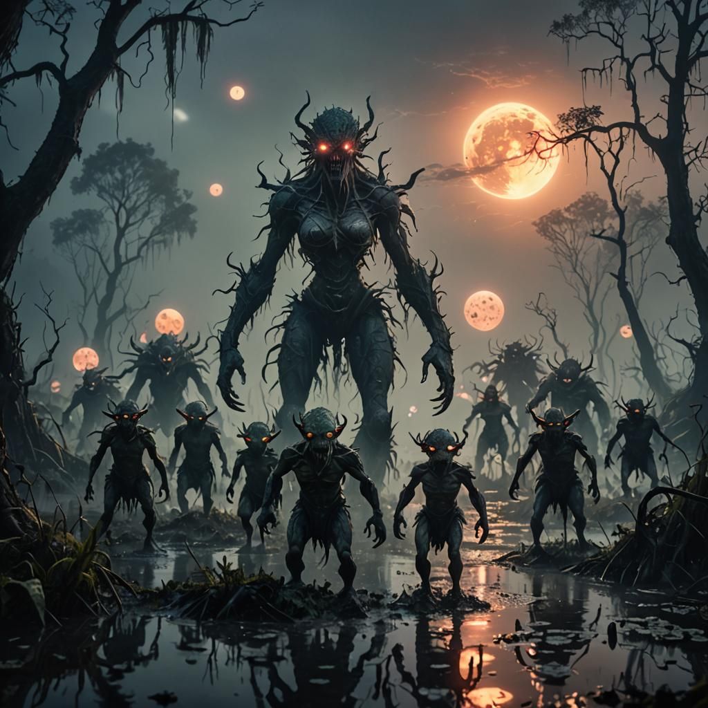 epic 8k photo. cinematic Hideous, terrifying cryptological female ...