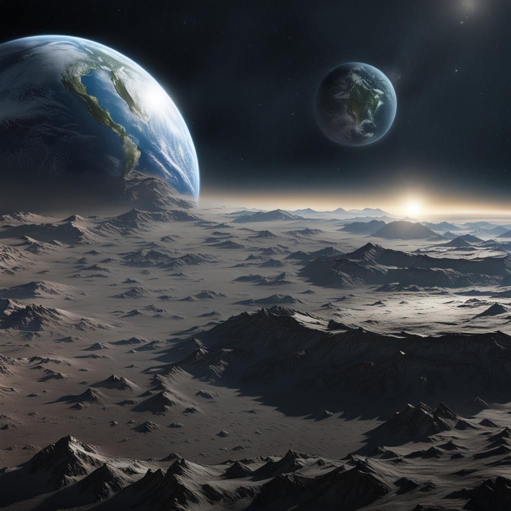 The Earth from the moon, like Neels visser, photorealistic, insanely ...