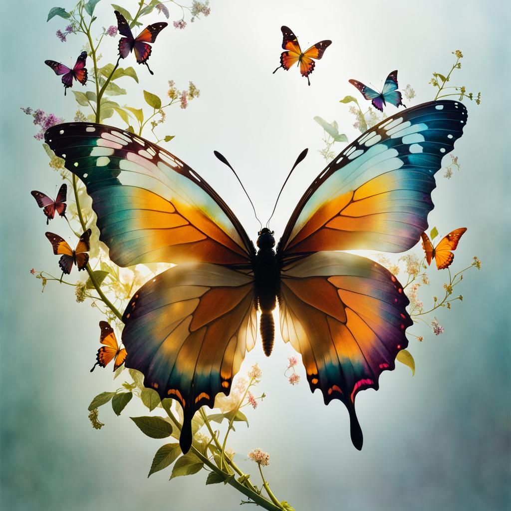 Double exposure photography of a butterfly - AI Generated Artwork ...