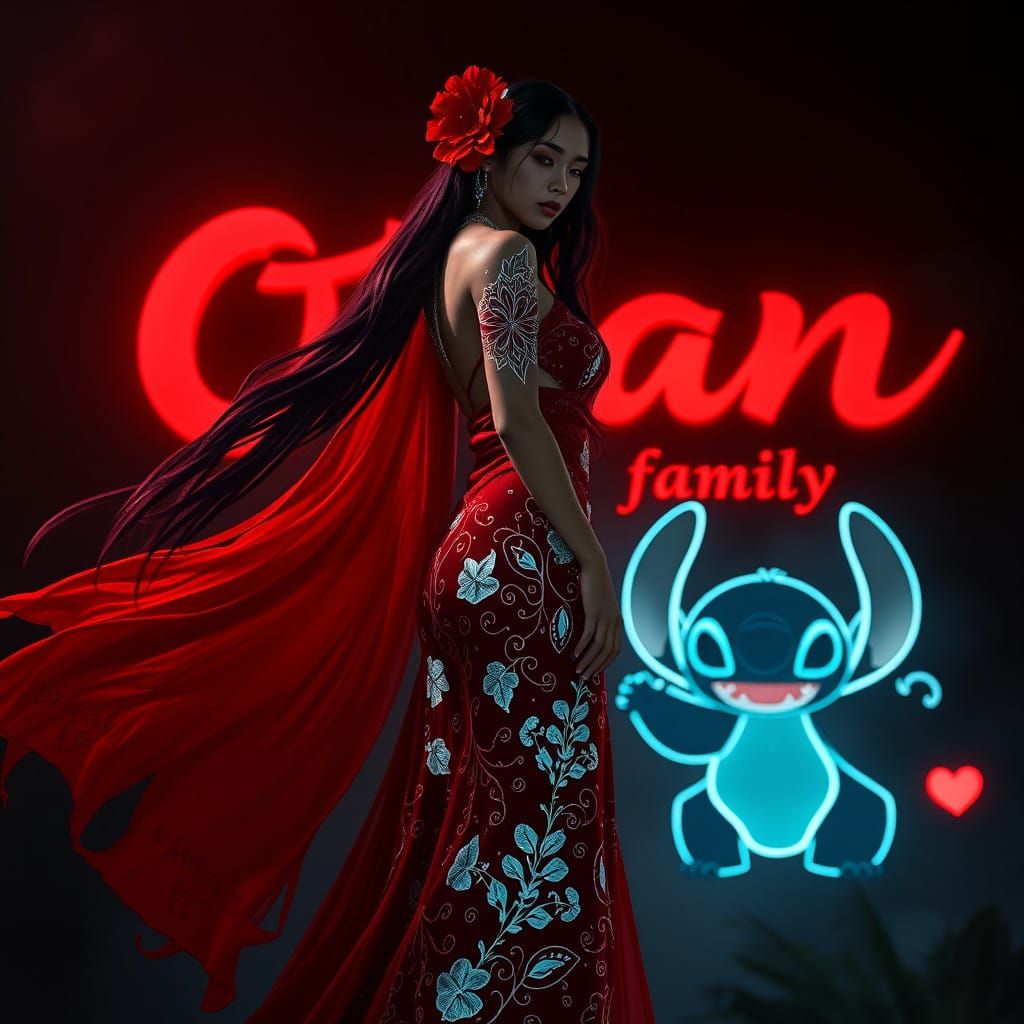 Goth Lilo in Ethereal, Bioluminescent Glory - AI Art