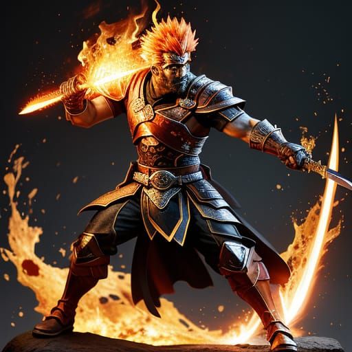 A blazing sword of fire, its blade crackling with molten energy