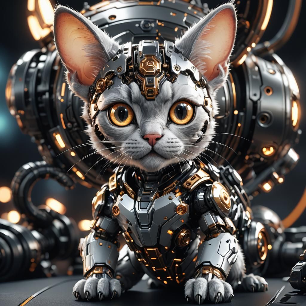 Cyborg Cat - AI Generated Artwork - NightCafe Creator