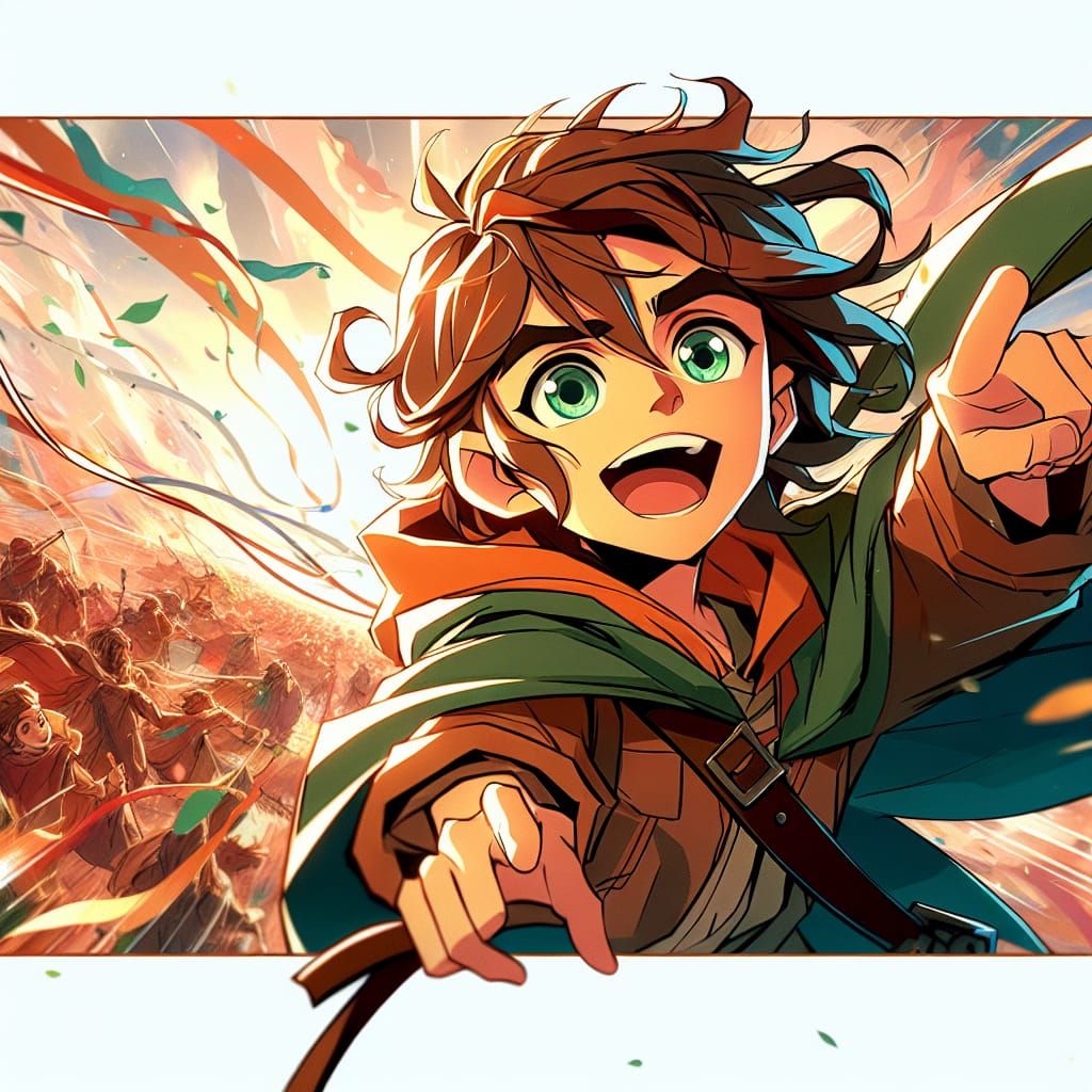 Misau , an anime hero so fired up he tries to escape the picture border ...