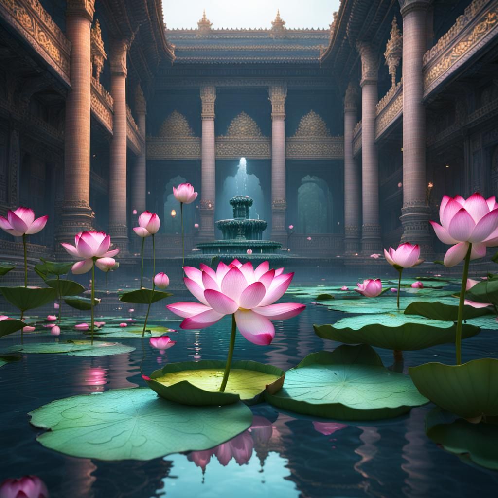 Lotus pool - AI Generated Artwork - NightCafe Creator