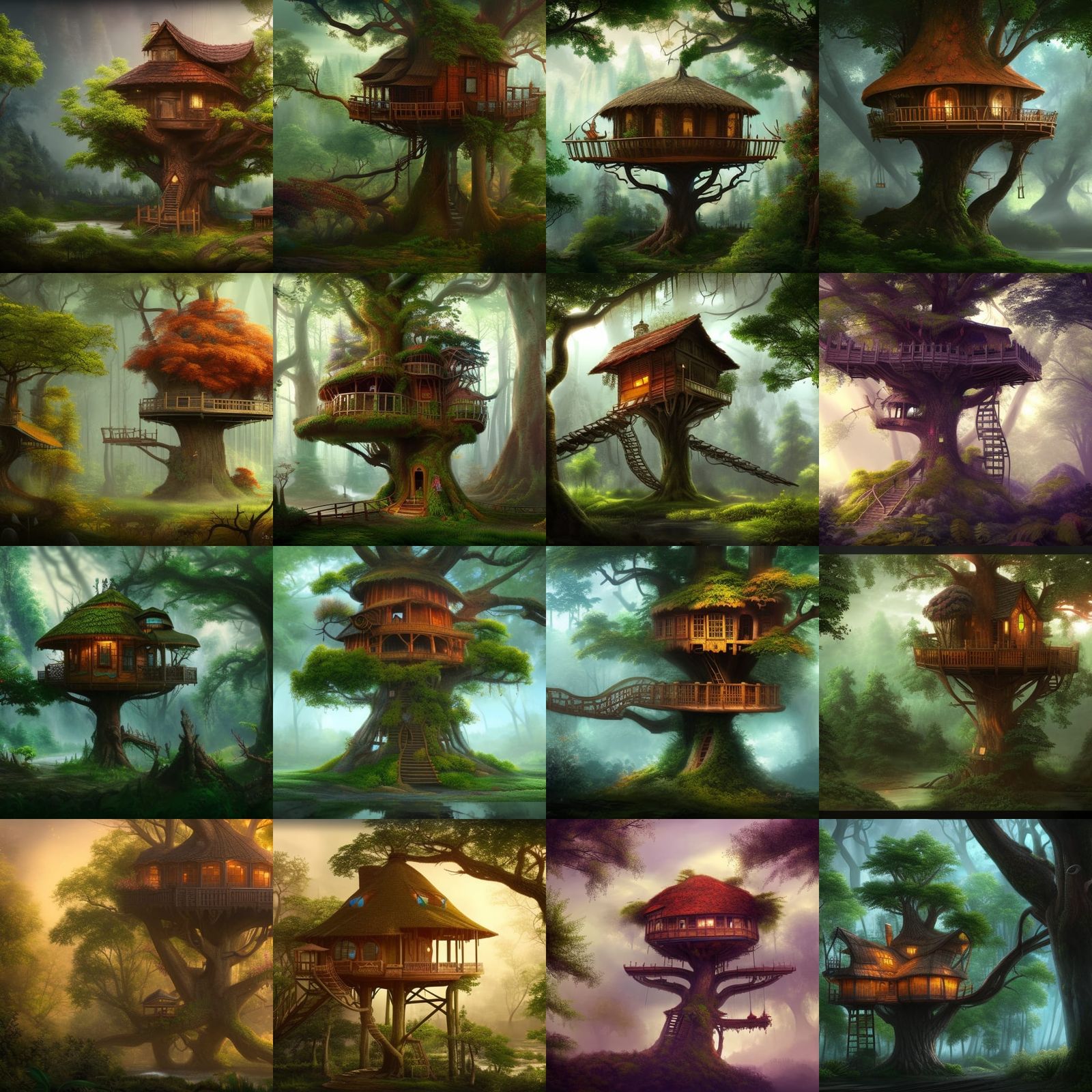 large tree house in nature - AI Generated Artwork - NightCafe Creator