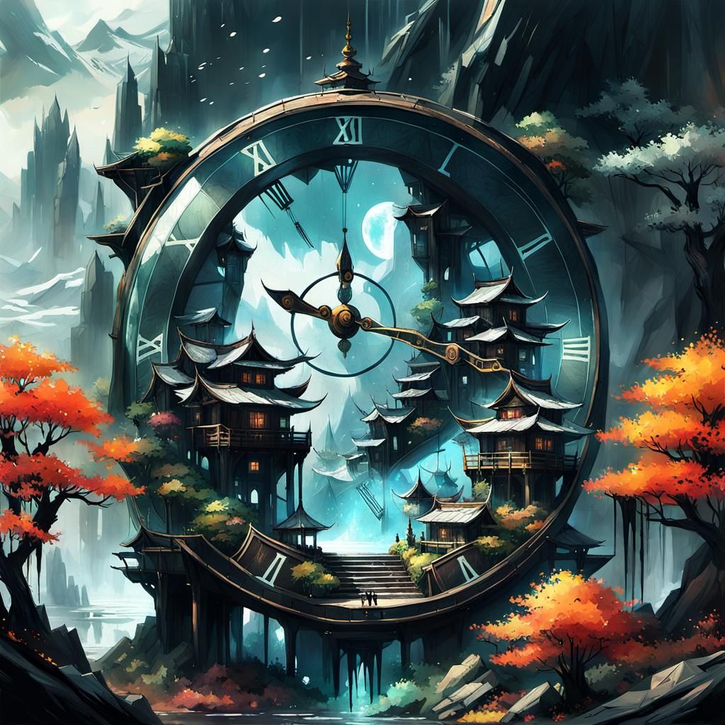 Clockpunk Bonsai Village - AI Generated Artwork - NightCafe Creator