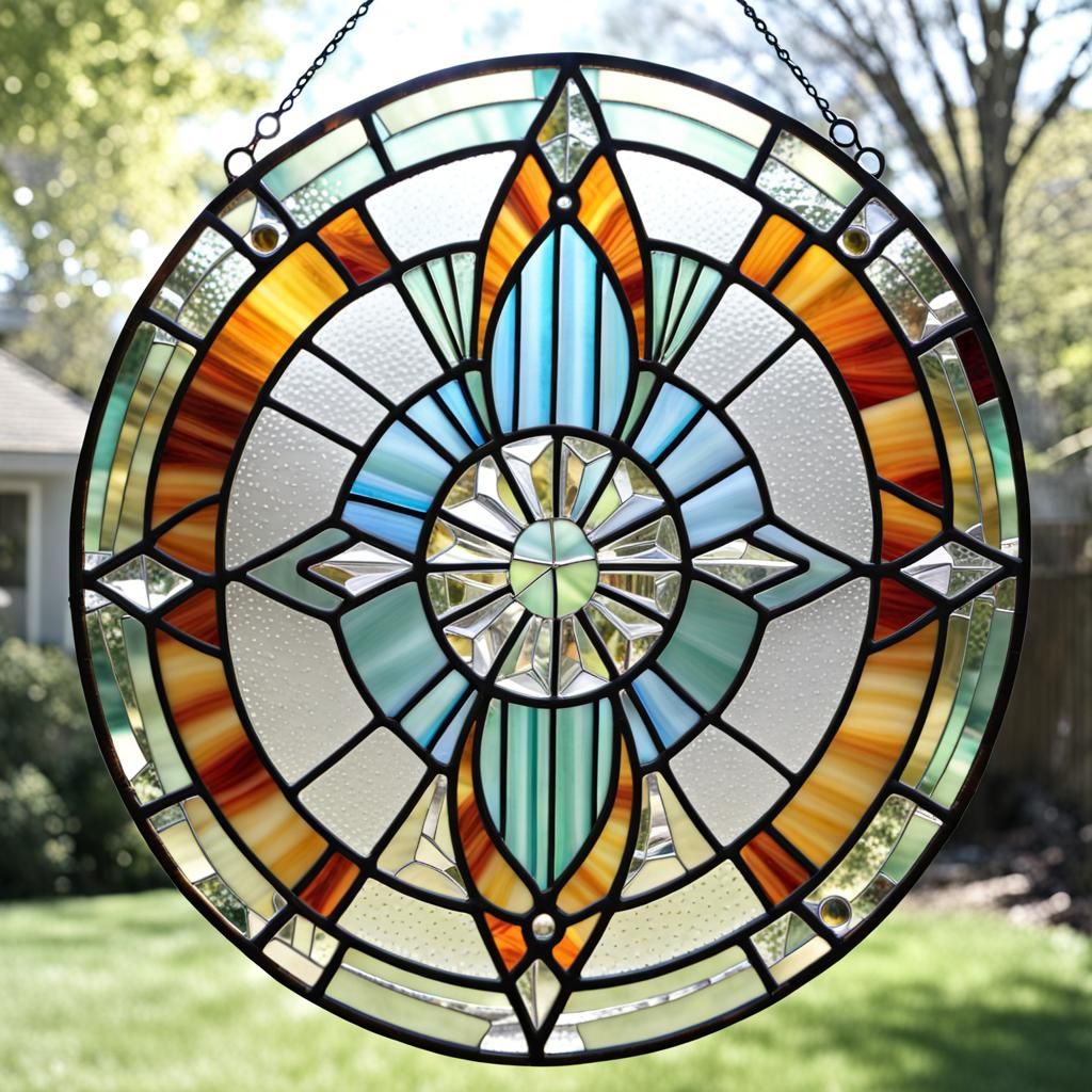 stained glass art deco pattern - AI Generated Artwork - NightCafe Creator
