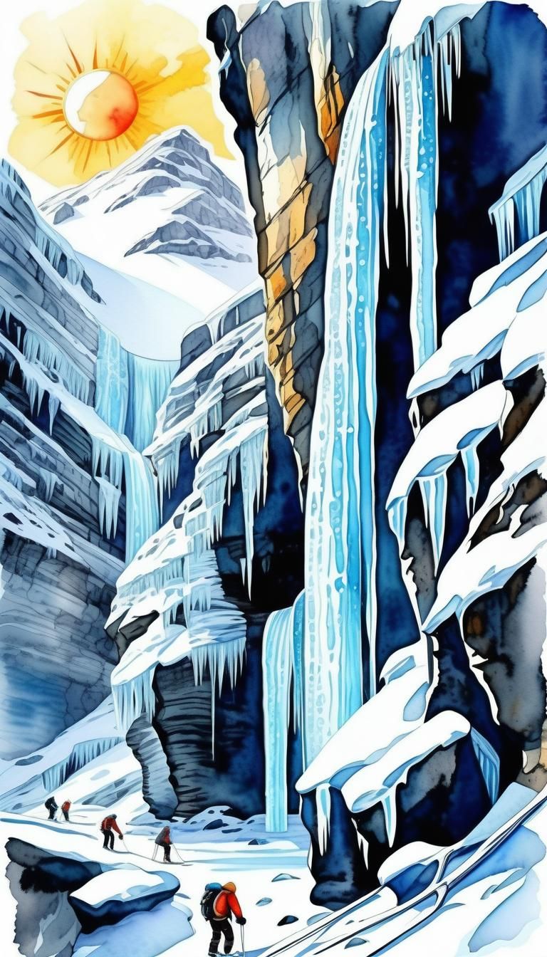 Iceclimbers on their way to the vertical limit - AI Generated Artwork - NightCafe Creator