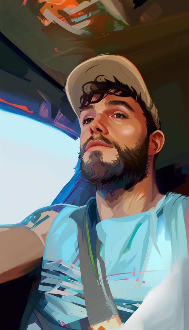hd digital art male portrait, vibrant, detailed, tristan eaton ...
