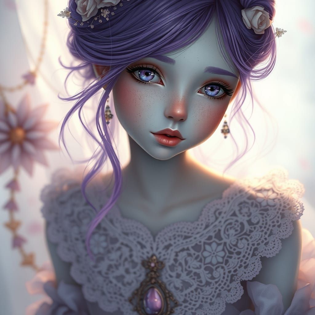 Violet haired, violet eyes girl - Violet haired, violet eyes...