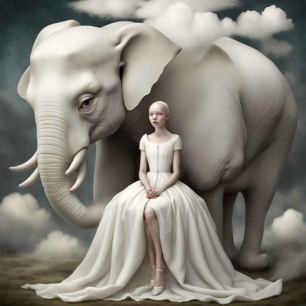 Ethereal Albino Fairy Elf in Dreamlike Surrealism ... - AI Art