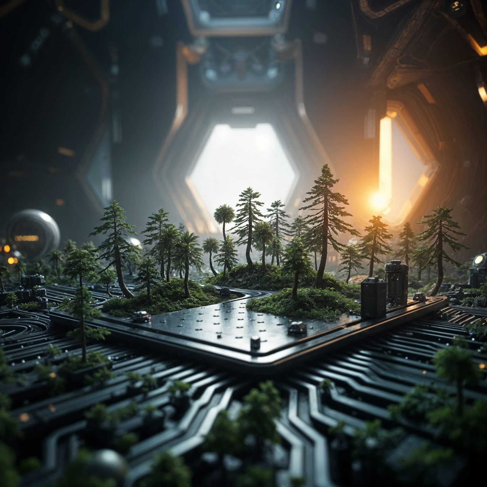 Surreal Mech Island Emerges from Silicon Chip in S... - AI Art