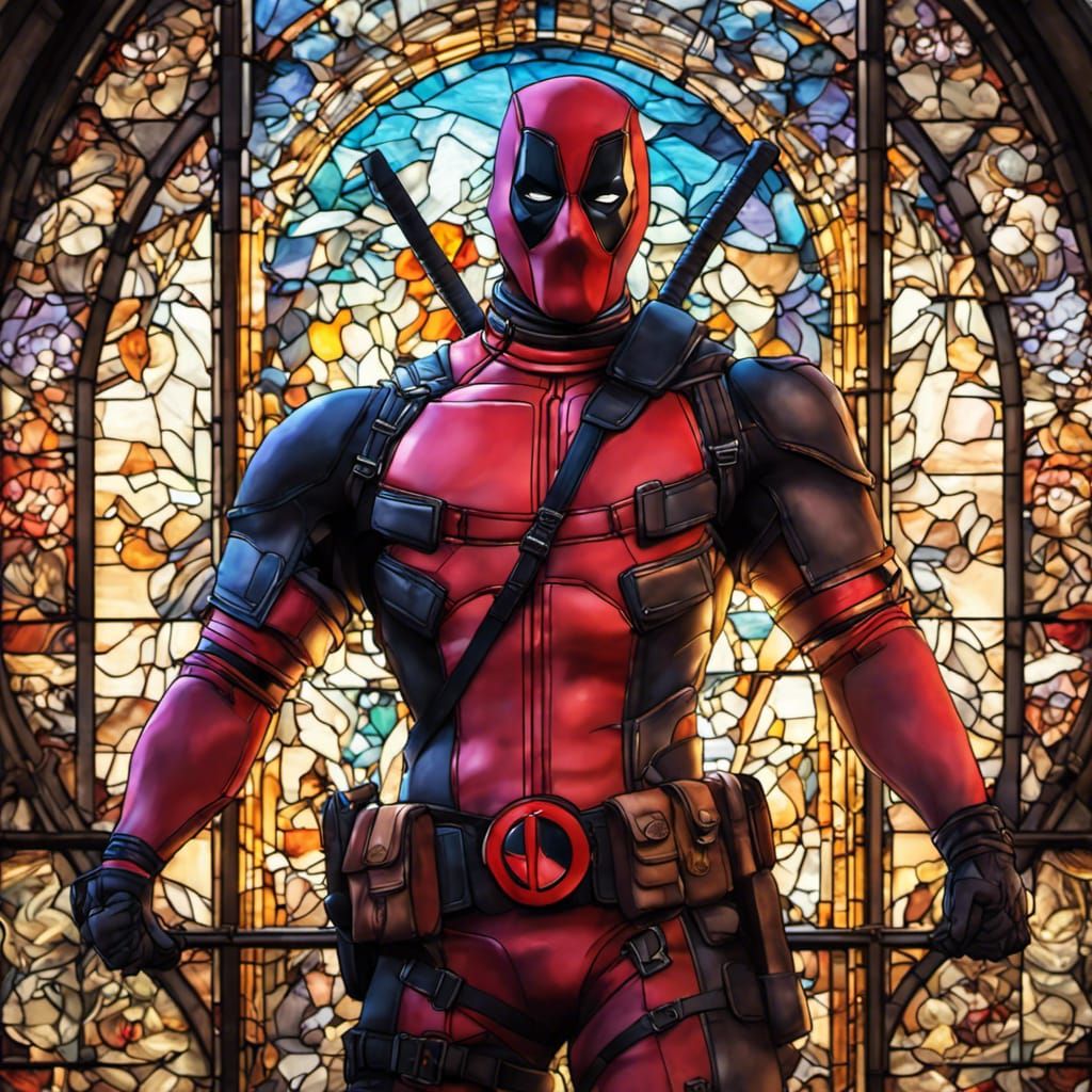 stained glass deadpool - AI Generated Artwork - NightCafe Creator