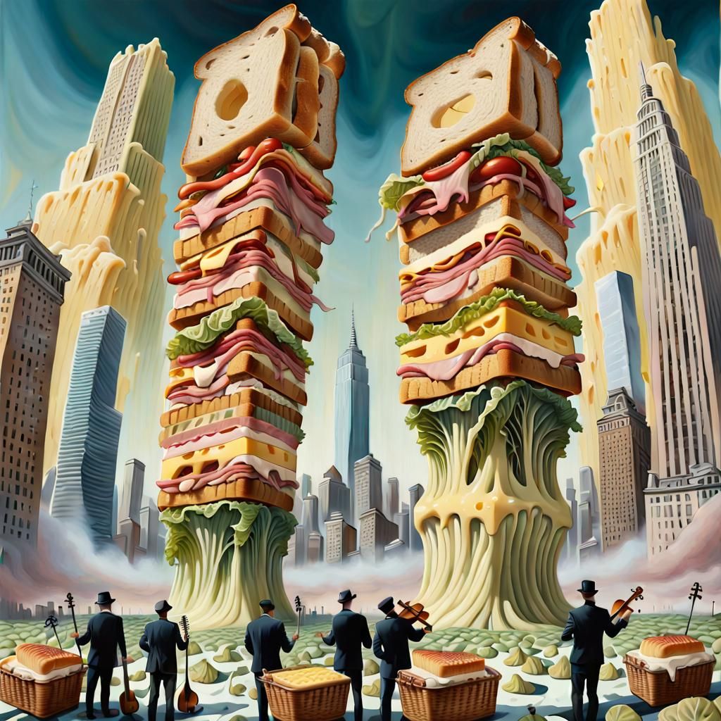 Surreal Artists Performed as Distorted Ham Sandwic... - AI Art
