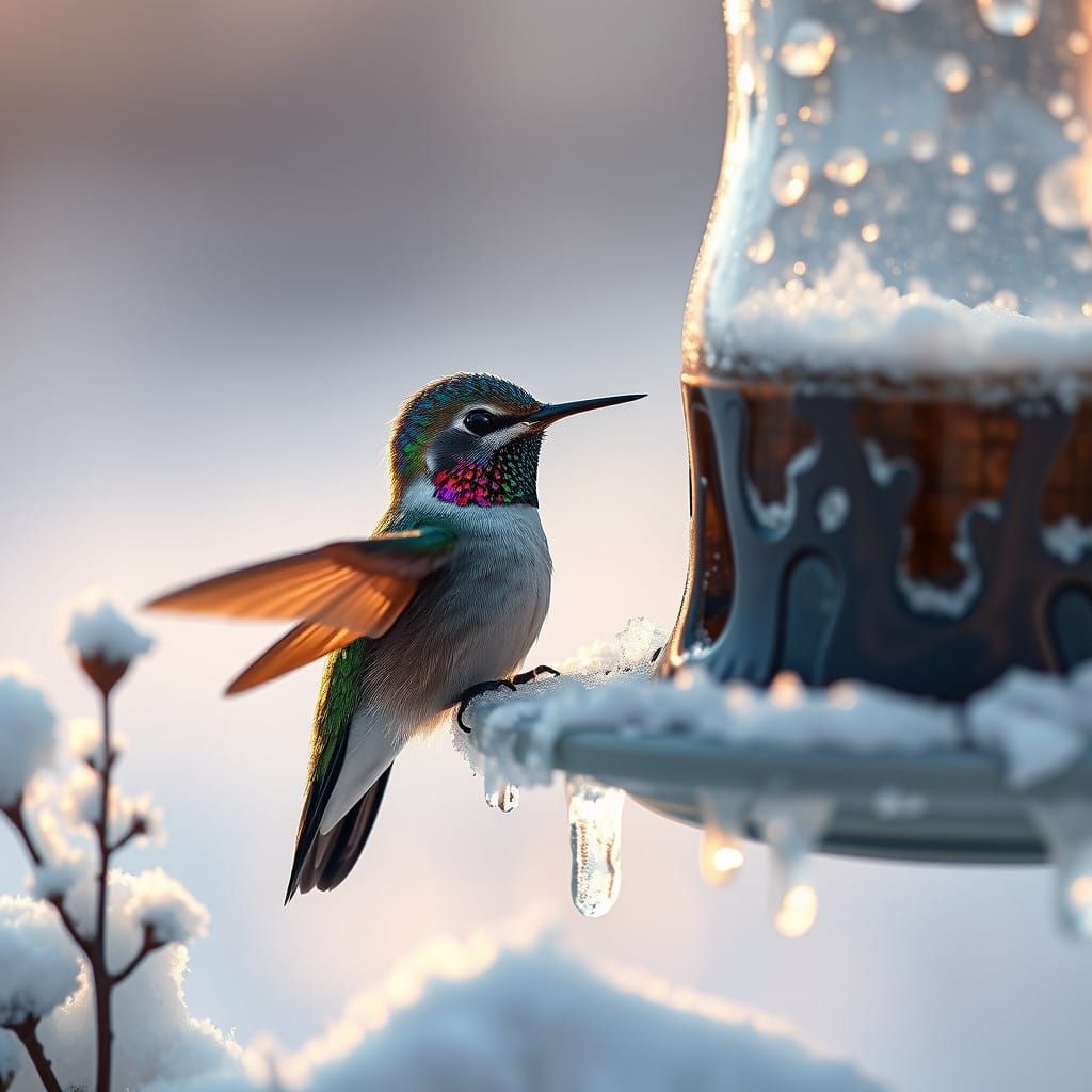 a winter morning.. - Winter Wonderland Hummingbird Scene in ...