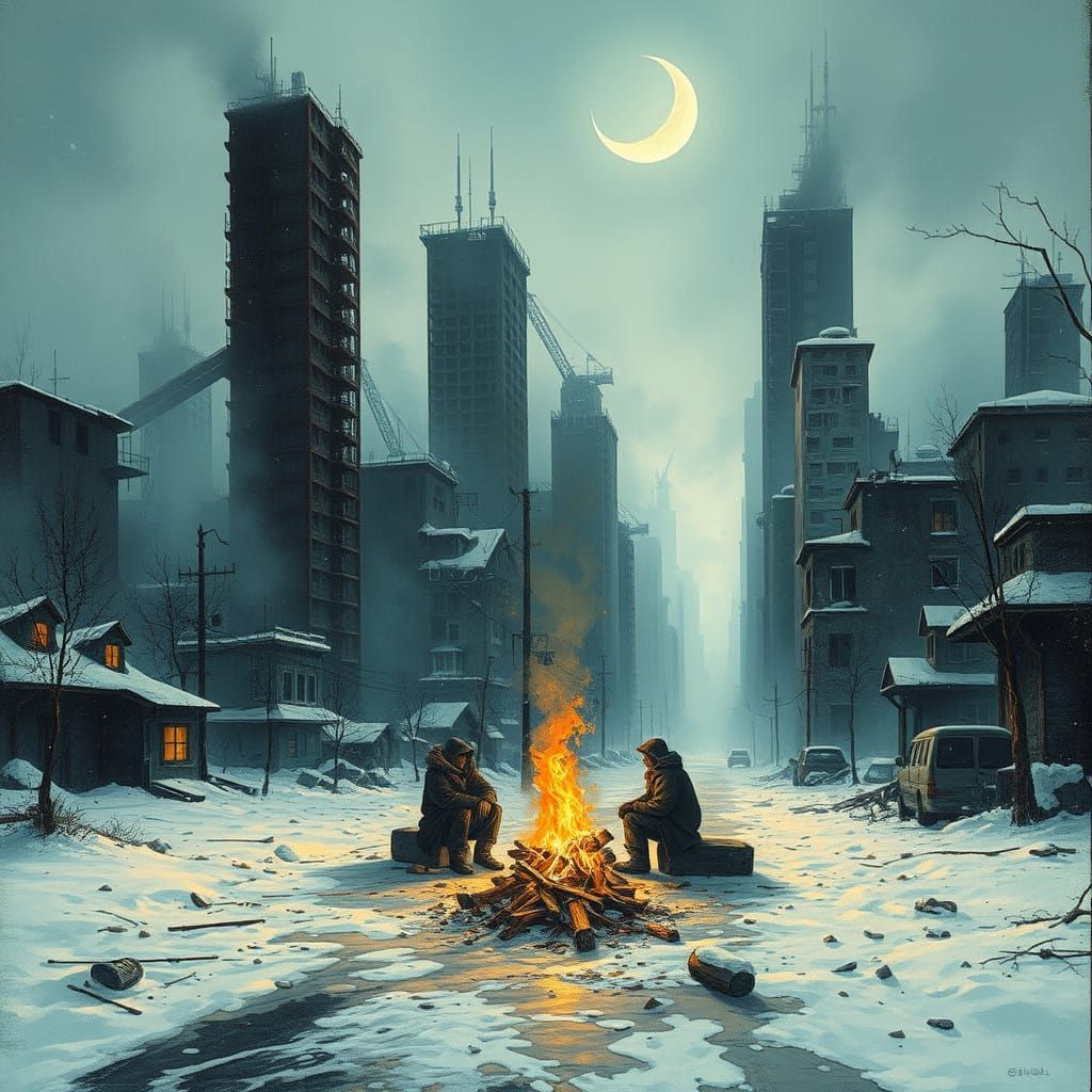 A post-Apocalyptic city winter-landscape