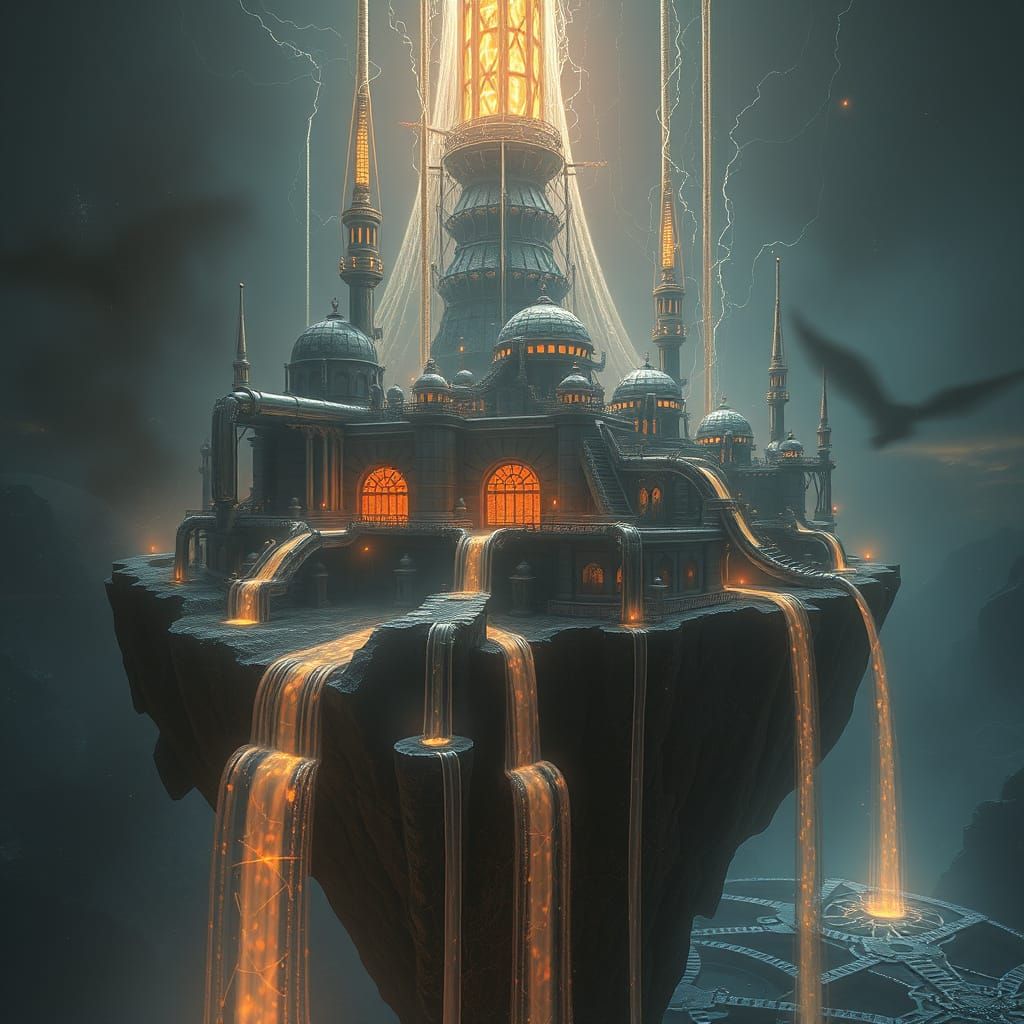Mechanus Steampunk Palace in Dreamlike Radiant Lig... - AI Art